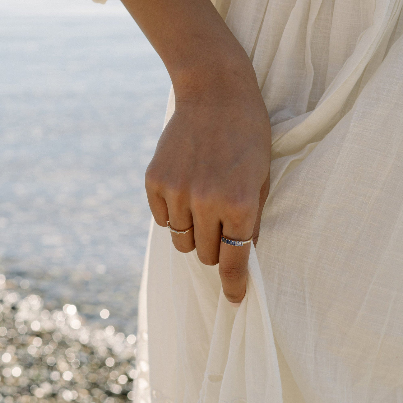 Emerald-Cut Blue Sapphire Demi Band - Valerie Madison