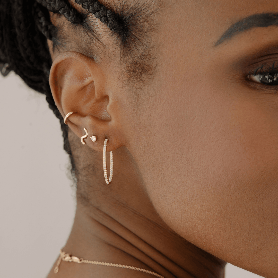 Inside Out Pavé Diamond Hoops - Valerie Madison